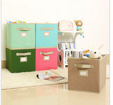 Classic Non Woven Cube Foldable Storage Box Fabric Cube Storage Bin With Name Label