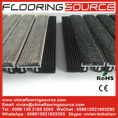 Architectural Building Entrance Matting Aluminum Entance Carpeting Aluminum Frame Carpet Rubber Infills Black Grey