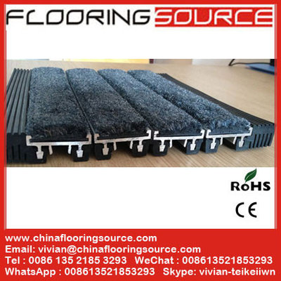 Architectural Building Entrance Matting Aluminum Entance Carpeting Aluminum Frame Carpet Rubber Infills Black Grey