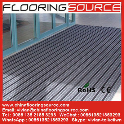 Architectural Building Entrance Matting Aluminum Entance Carpeting Aluminum Frame Carpet Rubber Infills Black Grey