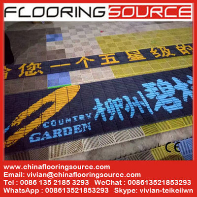 Heavy duty entrance logo mat EVA base nylon brush sweep dirt scrape snow drain rain water