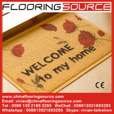Vinyl Printed Coil Floor Mat with anti slip backing or without backing to dry quickly and resist mildew