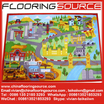 Kids Play Rugs Custom Printed Design Nylon Material Fiber Latex or TPR Backing