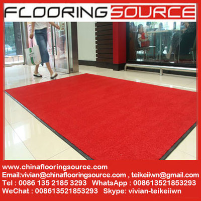 Carpet Entrance Floor Mat Nylon Pile PVC Backing Red Color Custom Size Scrape Dirt Absorb Water Anti-slip