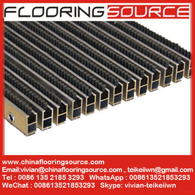 Aluminum Frame Brush Insert Outside Heavy Duty Dust Control Entrance Mat 20mm depth Black Grey