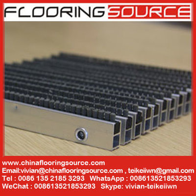 Aluminum Frame Brush Insert Outside Heavy Duty Dust Control Entrance Mat 20mm depth Black Grey