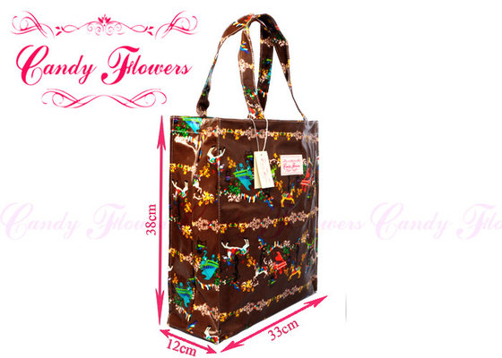 Vintage Waterproof PVC Printed Reusable Shopping Bags Wood Horse Pattern
