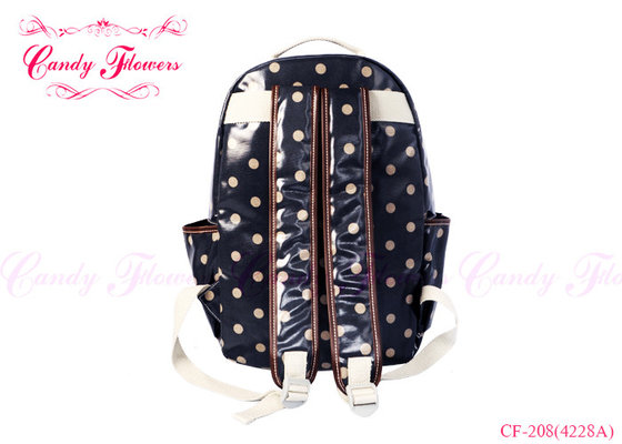 Lightweight Flower Print Backpack Personalized Black And White Polka Dot for Girls