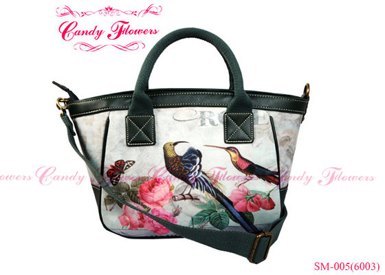Black White Floral Digital Print Bags Environmentally Friendly