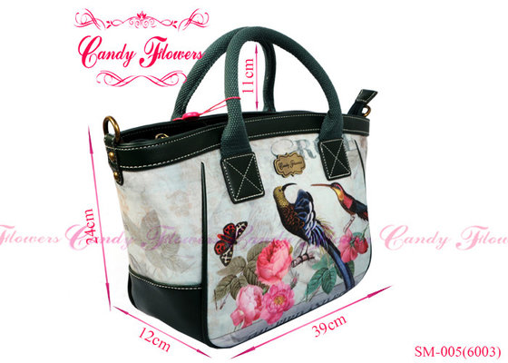 Black White Floral Digital Print Bags Environmentally Friendly