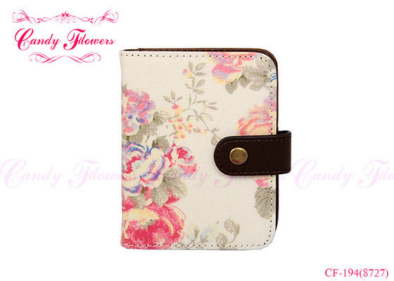 Pink Vintage Waterproof Credit Card Holders Wallets Floral Canvas