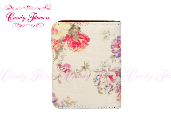 Pink Vintage Waterproof Floral Canvas Bag Credit Card Holders Wallets Eco friendly