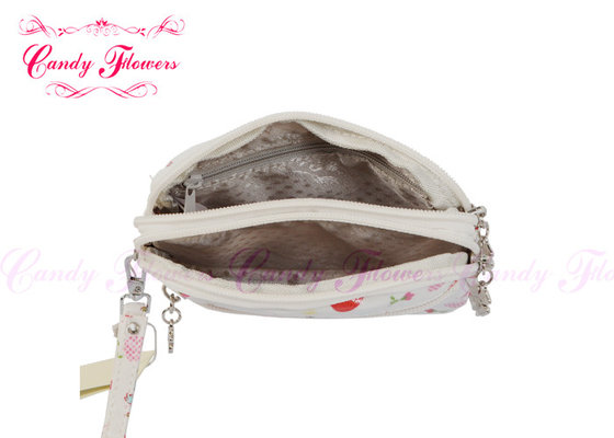 White Cute Strawberry Zippered Coin Purse , zip around wallet oem