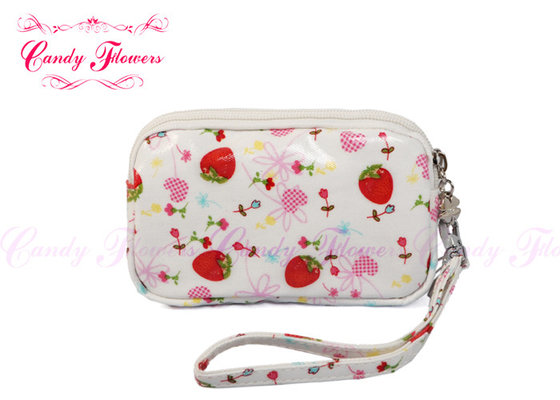 White Cute Strawberry Zippered Coin Purse , zip around wallet oem