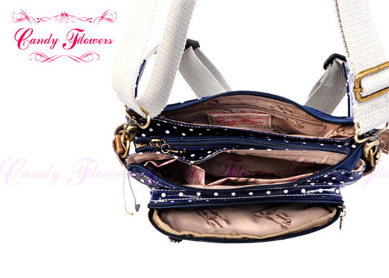 Fashion Small Waist Bag Women Blue White Polka Dot Around the Waist Purse