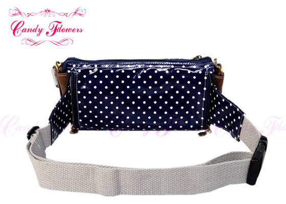 Fashion Small Waist Bag Women Blue White Polka Dot Around the Waist Purse