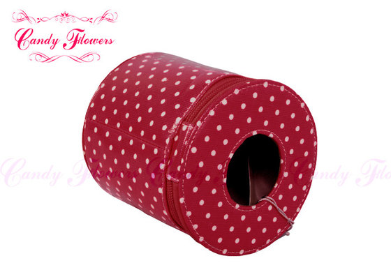 Bathroom Canvas Storage Boxes , Red White Polka Dot Cute Tissue Holder