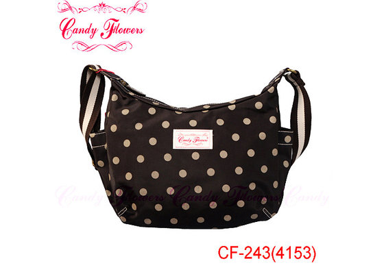 Brown White polka dot Vintage Shoulder Bags , Ladies messenger book bags