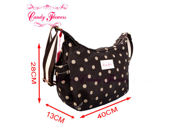 Brown White polka dot Vintage Shoulder Bags , Ladies messenger book bags