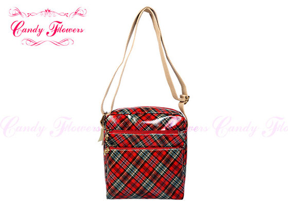 Red Plaid Cross Body Girls Messenger Bags Personalized , British Style