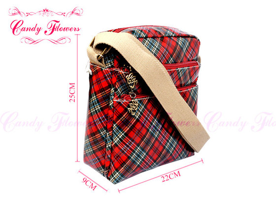 Red Plaid Cross Body Girls Messenger Bags Personalized , British Style