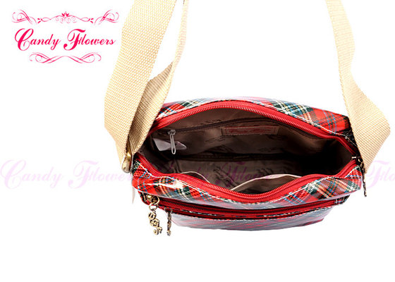Red Plaid Cross Body Girls Messenger Bags Personalized , British Style