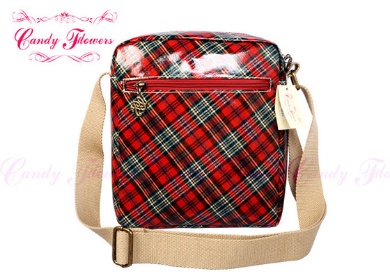 Red Plaid Cross Body Girls Messenger Bags Personalized , British Style