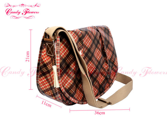 Orange Spring Plaid Cross Body Bags for women , 2 internal pockets