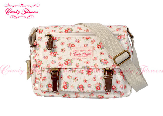 Beauty White Floral Print Girls Messenger Bags Waterproof Cloth
