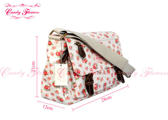 Beauty White Floral Print Girls Messenger Bags Waterproof Cloth