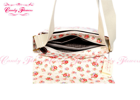 Beauty White Floral Print Girls Messenger Bags Waterproof Cloth
