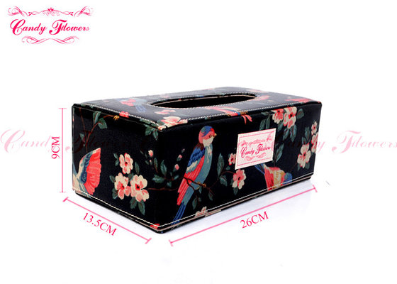 Floral print tissue box holders Canvas Storage Boxes with birds / rose pattern