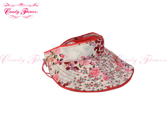 Exterior Red flower Womens Sun Visor Hats with Sunscreen For Sprots