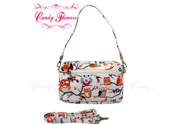 Cute Cartoon Owls Girls Messenger Bags , Kids Floral Canvas Bag