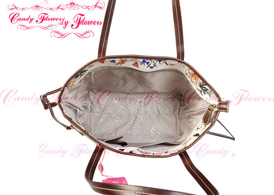 White Cloth floral print tote bag / Ladies Large Handbags Multi function