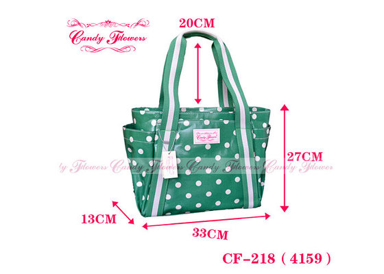 Fashion PVC Green Handbags Womens Tote Bags with White polka dot