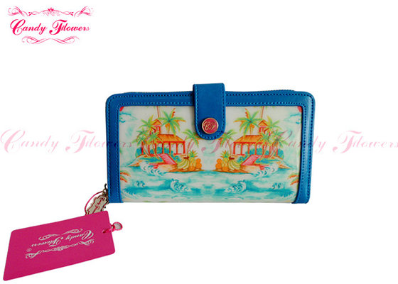 Beauty Blue womens credit card wallet in Coconut Island And Pavilion Pattern