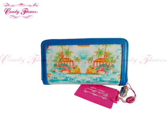Beauty Blue womens credit card wallet in Coconut Island And Pavilion Pattern