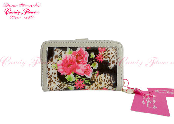 Fashionable durable Ladies Flower Print Wallets with 16 card slots