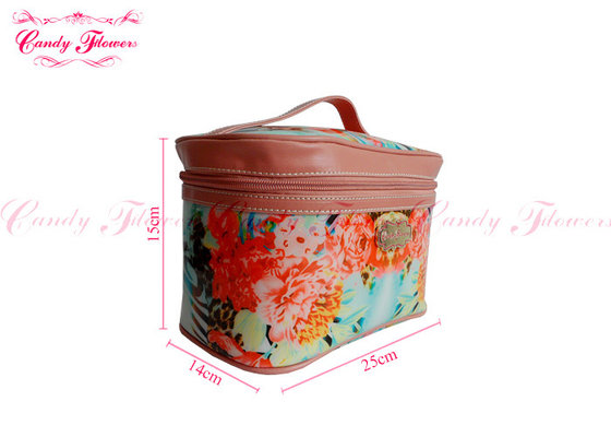 Customized Small Make up Floral Canvas Bag Travel Cosmetics Case