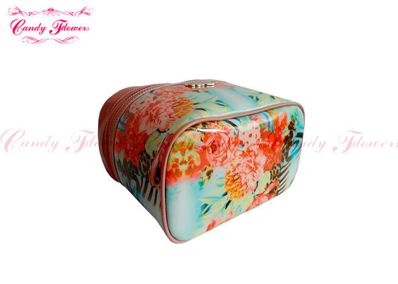 Customized Small Make up Floral Canvas Bag Travel Cosmetics Case