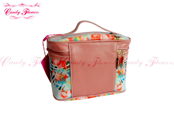 Customized Small Make up Floral Canvas Bag Travel Cosmetics Case