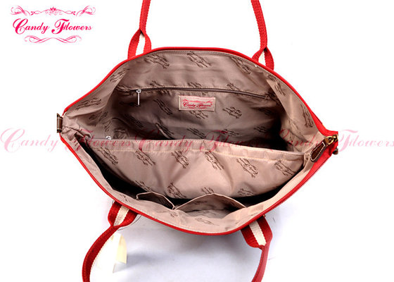 Eco Friendly Winter PVC Red Womens Tote Bags with Yellow polka dot