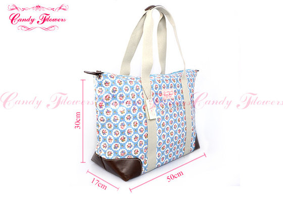 Blue and White Floral Big Womens Tote Bags with Single Shoulder