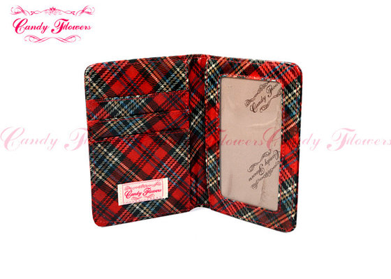 OEM Promotion Red Plaid PVC Ladies Card Wallet in England style