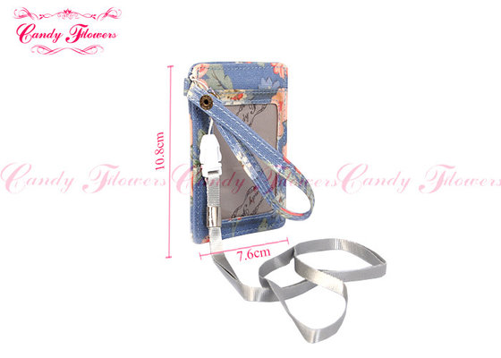Blue Floral Print Lanyard Credit Card Holder Beautiful For Women