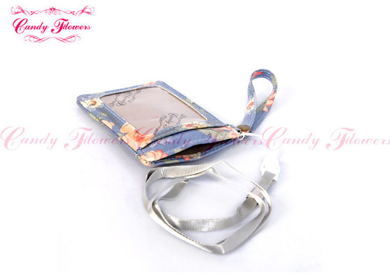 Blue Floral Print Lanyard Credit Card Holder Beautiful For Women