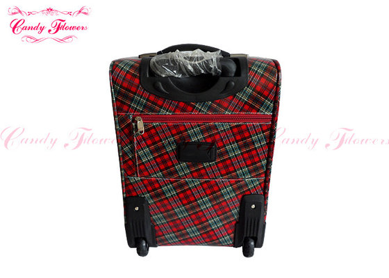 Red plaid waterproof 18 inch Ladies Trolley Bag 4 wheel cabin luggage