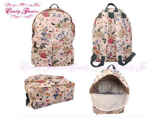 Fashion White Flower Print Backpack Travelling Rucksacks For Women