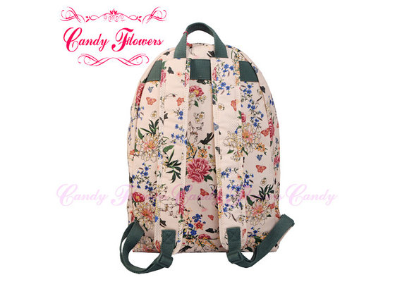 Fashion White Flower Print Backpack Travelling Rucksacks For Women